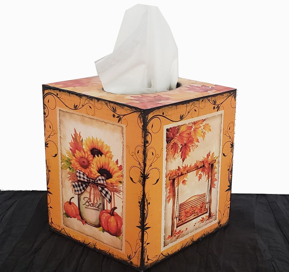 Autumn Decor Tissue Box Wooden for Fall, Thanksgiving, Pumpkins ...