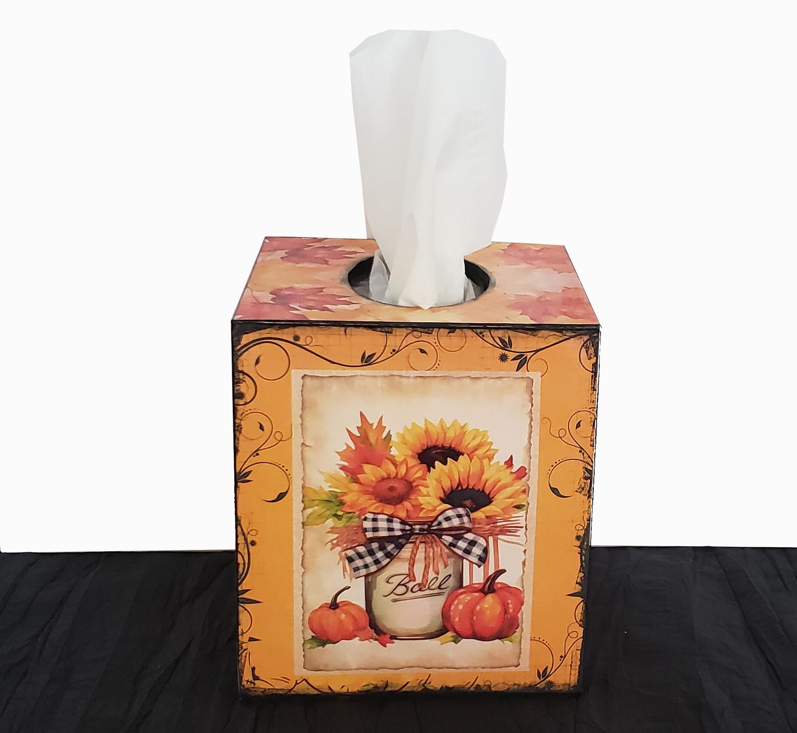 Autumn Decor Tissue Box Wooden for Fall, Thanksgiving, Pumpkins ...