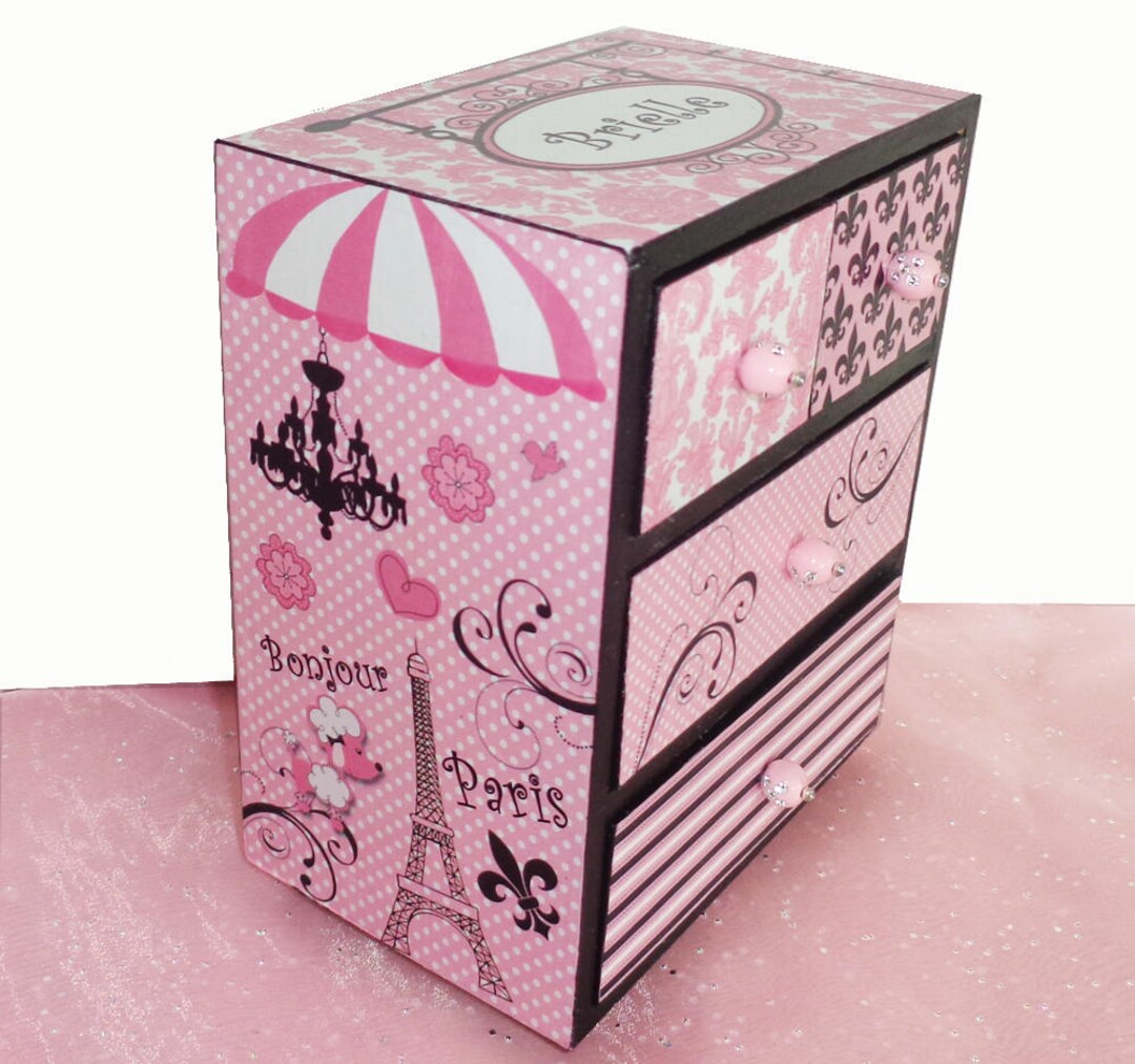 Girls Jewelry Box Pink Poodle Parisian Personalized Kid Children - Etsy