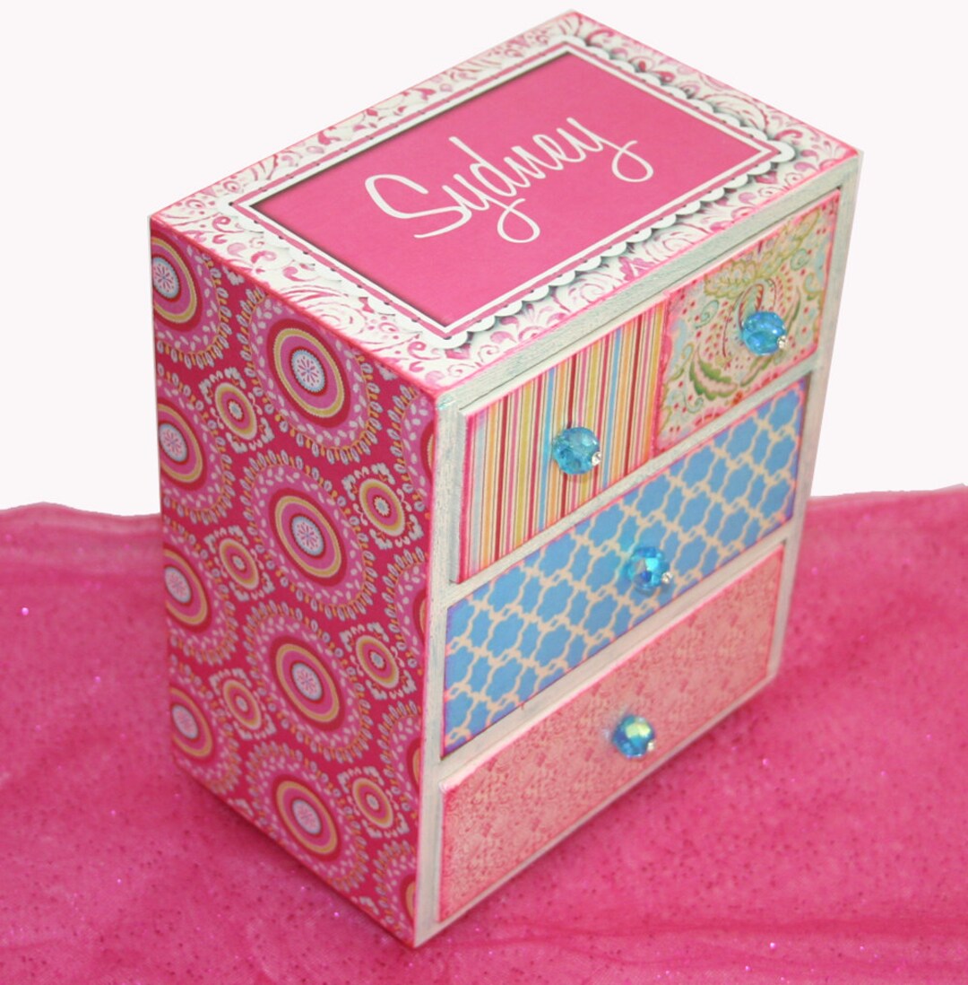Girls Jewelry Box Bohemian Princess Personalized Hot Pink & Turquoise ...