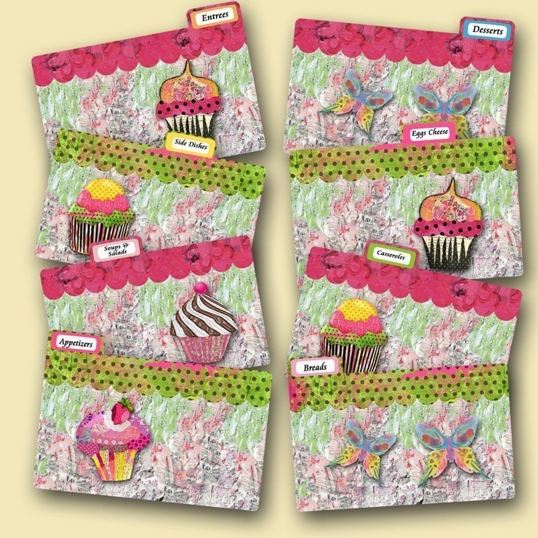 Recipe Divider Cards Cupcake Craze Coordinate With Cupcake Craze Recipe ...