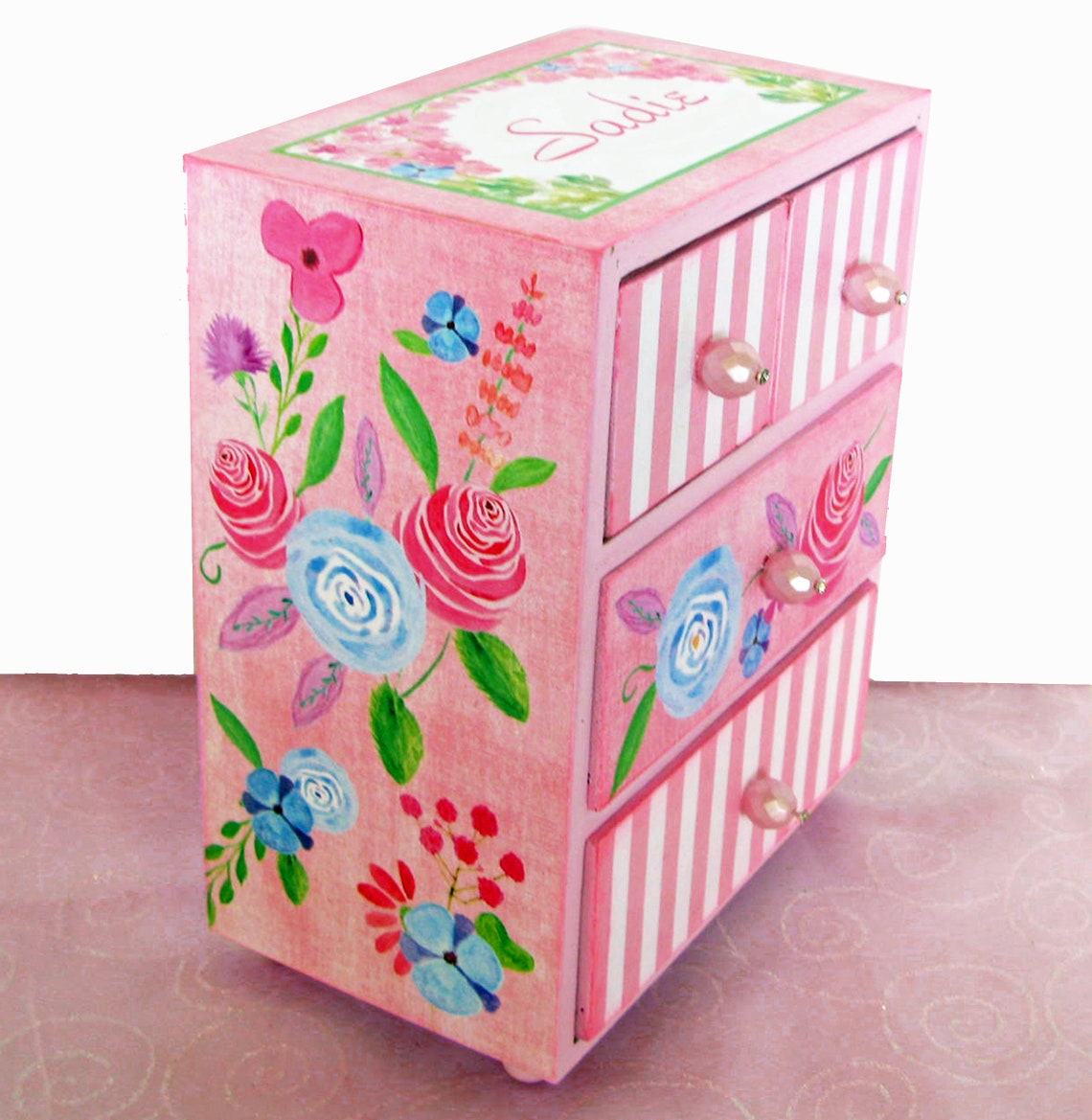 Girls Pink Jewelry Box Personalized Rose Garden - Etsy