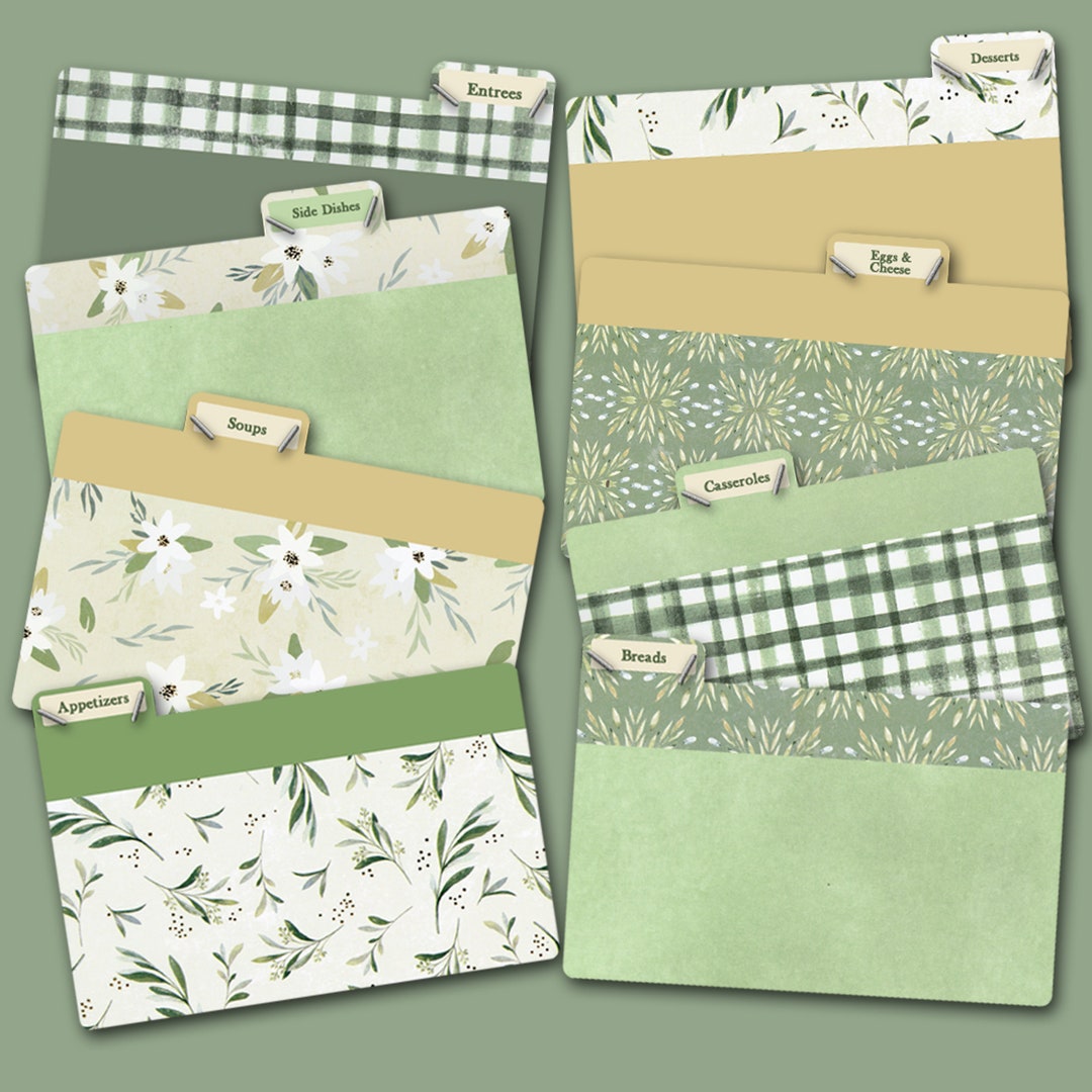 Recipe Divider Cards the Greenery Coordinate With the Greenery Recipe ...