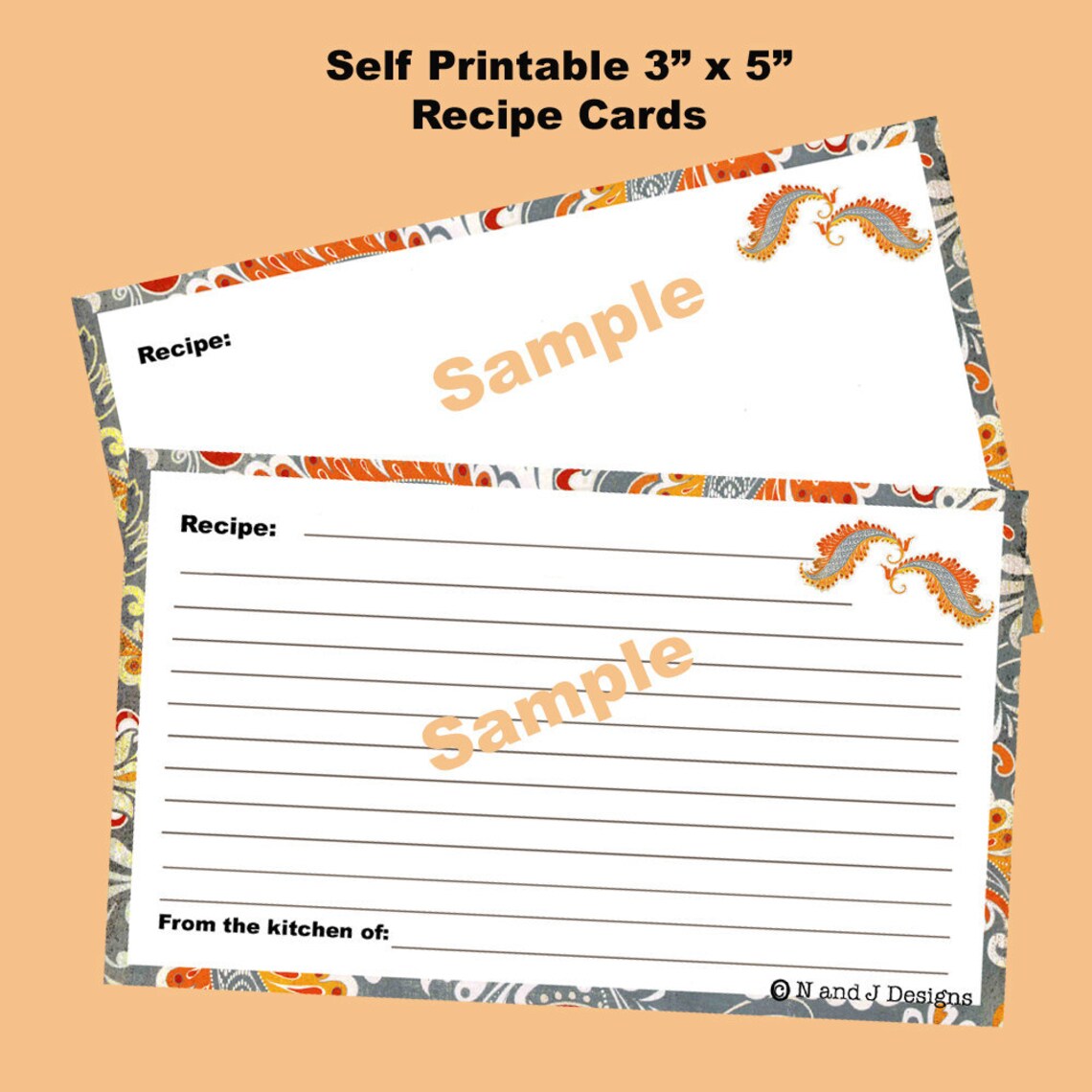 Recipe Cards Editable and Printable Instant Download Digital Sheet ...