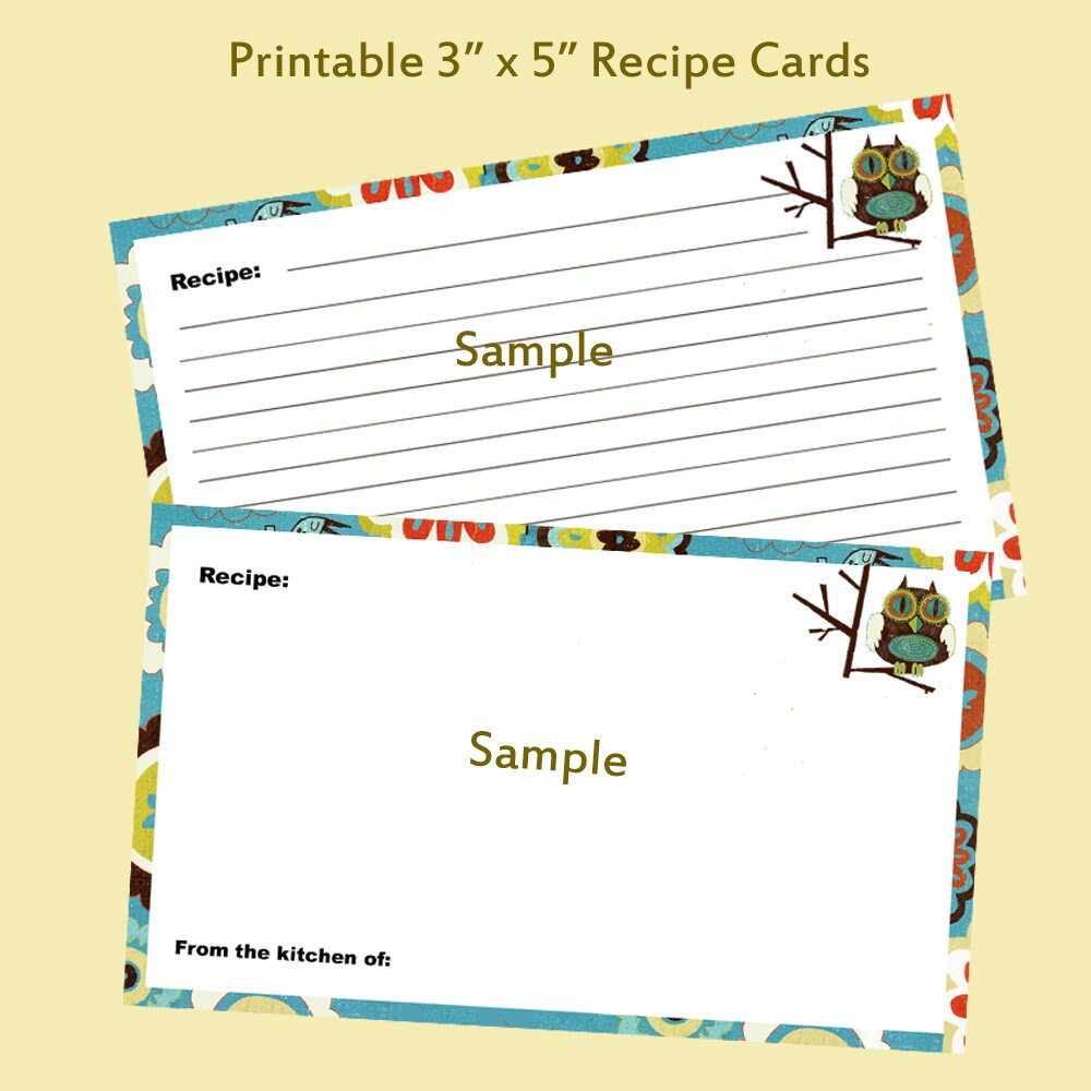 Recipe Card Printable & Editable Instant Download Personalized Woodcut ...