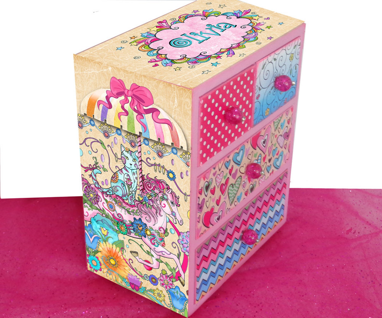 Girls Personalized Jewelry Box Designed With Your Coloring Page ...