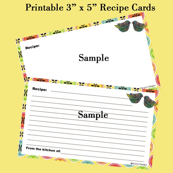 Recipe Card Printable & Editable Instant Download Personalized | Etsy