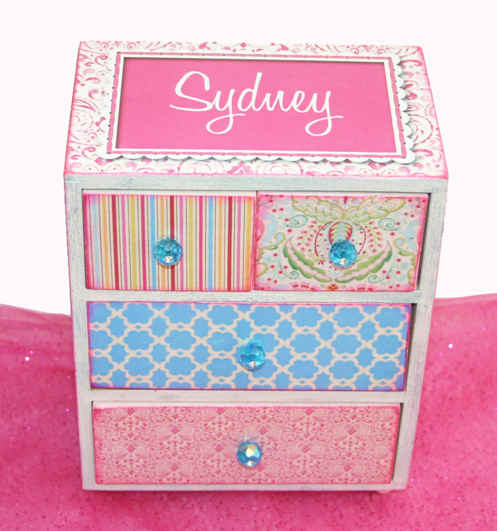 Girls Jewelry Box Bohemian Princess Personalized Hot Pink & - Etsy