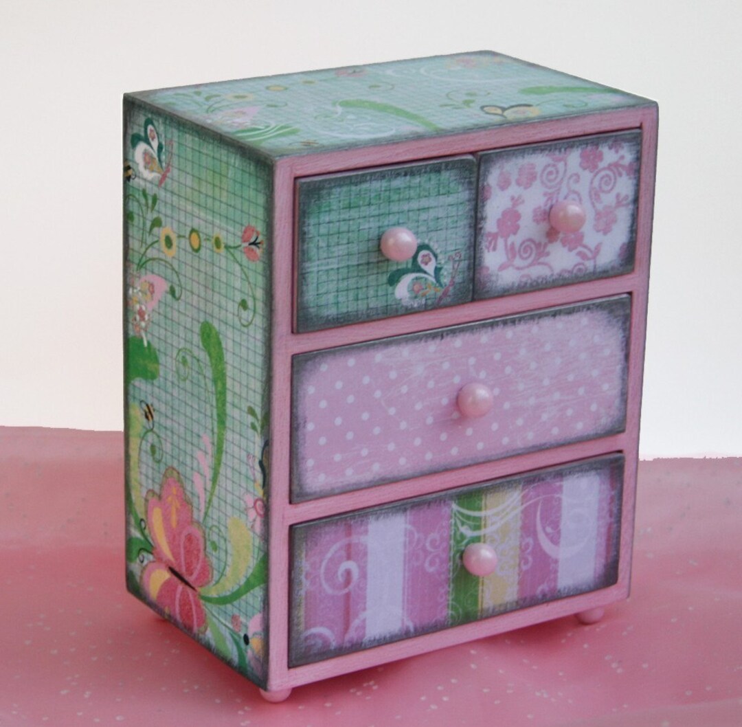 Girls Jewelry Box Shabby Pink Chic Chest Wooden Personalized Kid ...