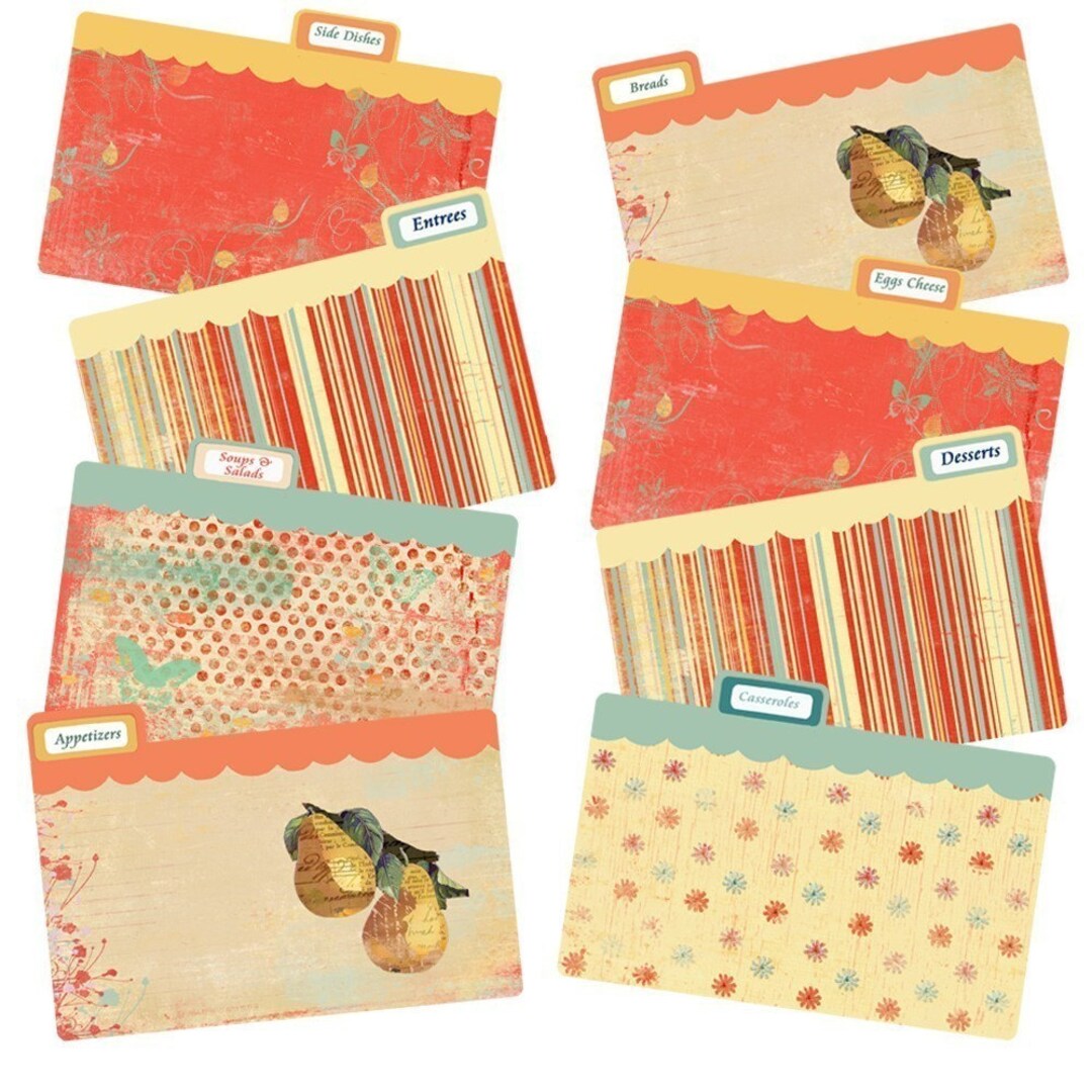Recipe Card Tab Dividers Laminated Indian Summer Coordinates With ...