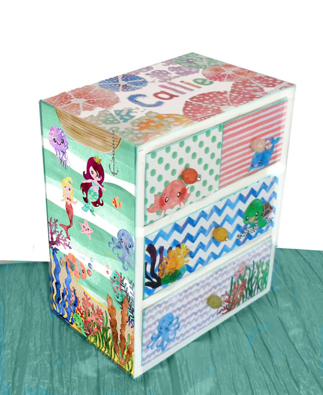 Girls Jewelry Box Personalized Under the Sea Watercolor Kid Children - Etsy