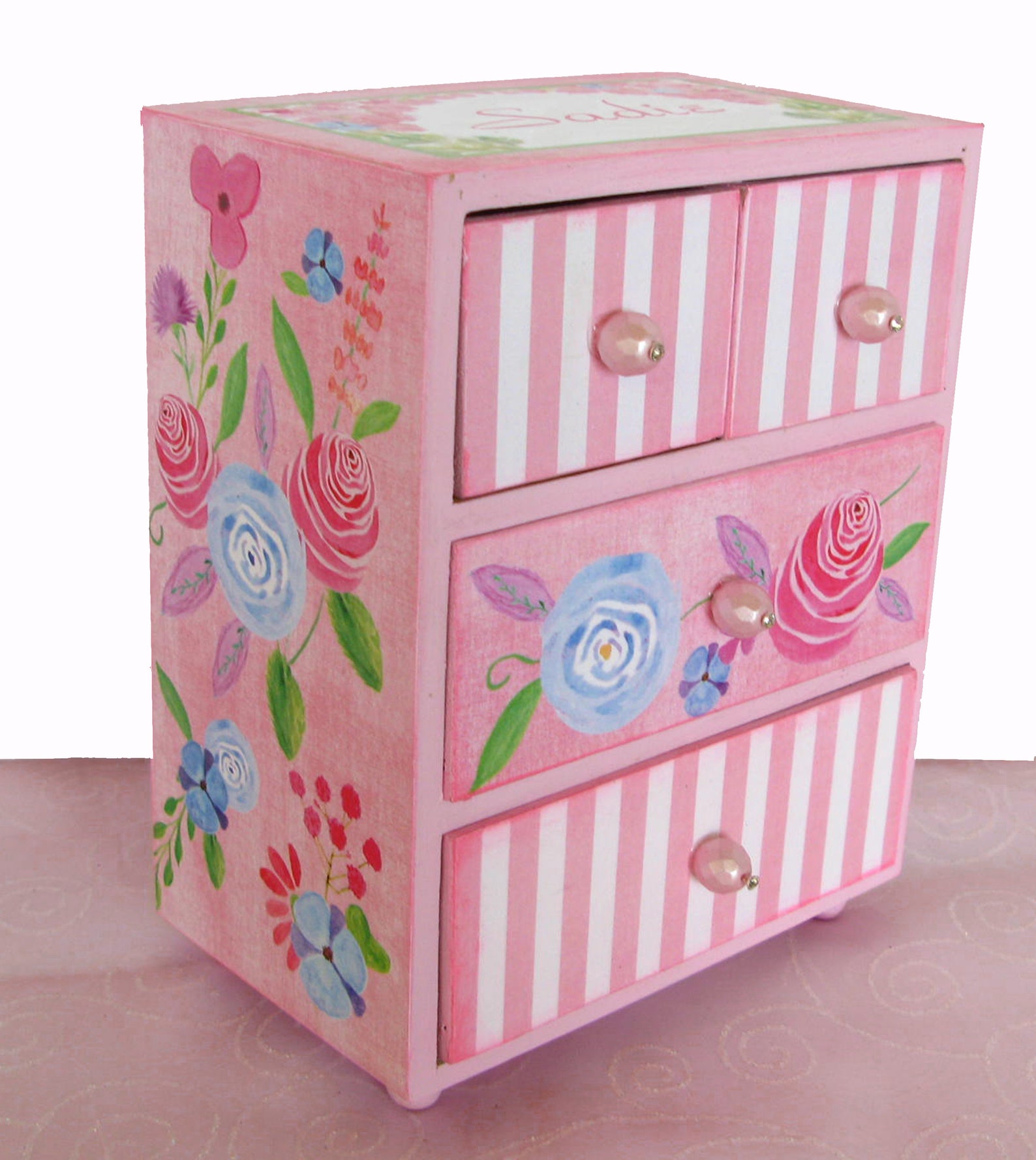 Girls Pink Jewelry Box Personalized Rose Garden Kid, Children, - Etsy