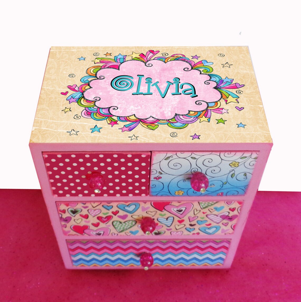 Girls Personalized Jewelry Box Designed With Your Coloring Page ...