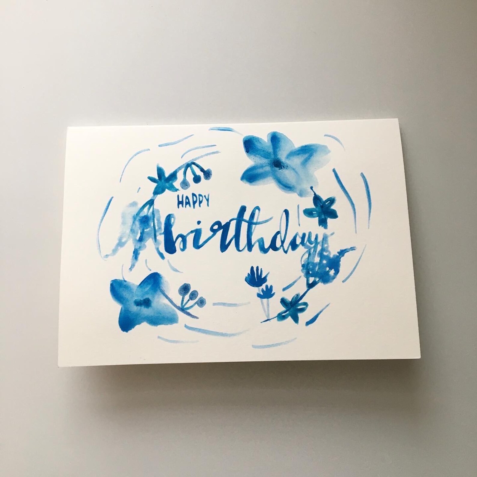 Watercolor Greeting Card With Envelope | Floral | Handpainted | Happy ...