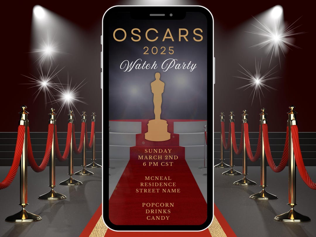 Digital Red Carpet Oscar Watch Party Invitation, Electronic Phone Evite ...