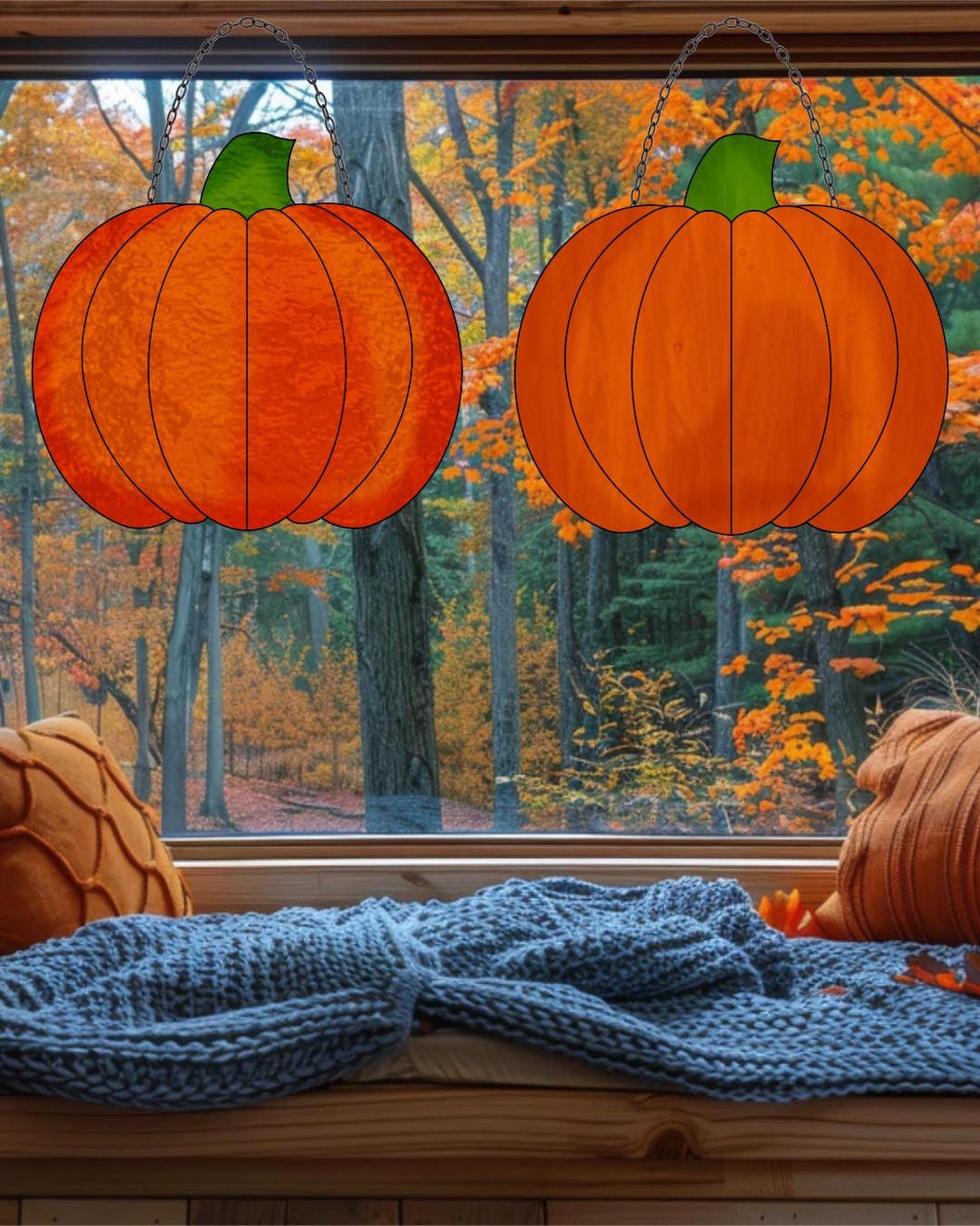 Stained Glass Pattern | Simple Pumpkin | Vintage Halloween Digital ...