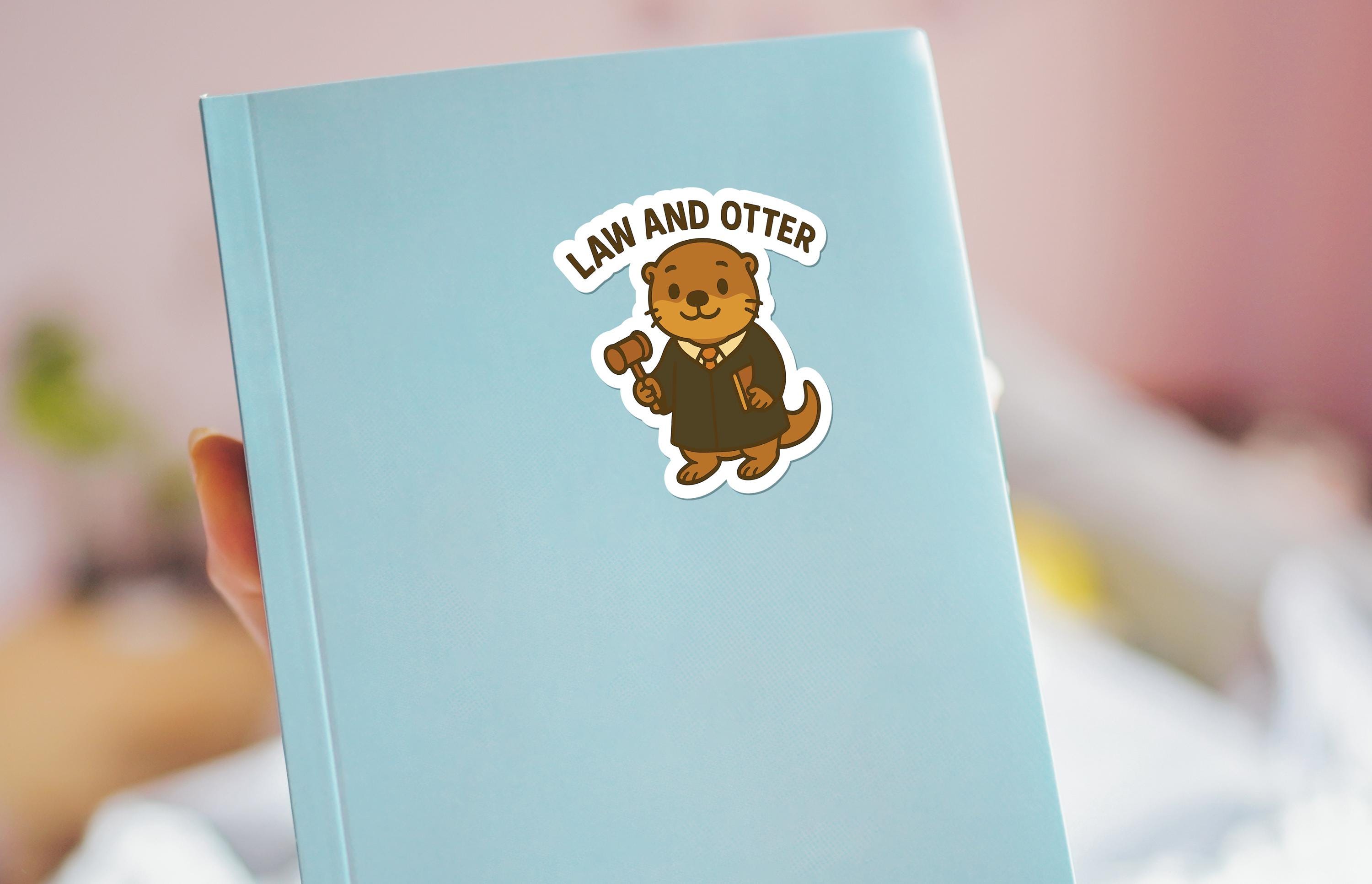 Law and Otter Sticker, Cute Otter Judge Pun, Funny Legal Gift for ...