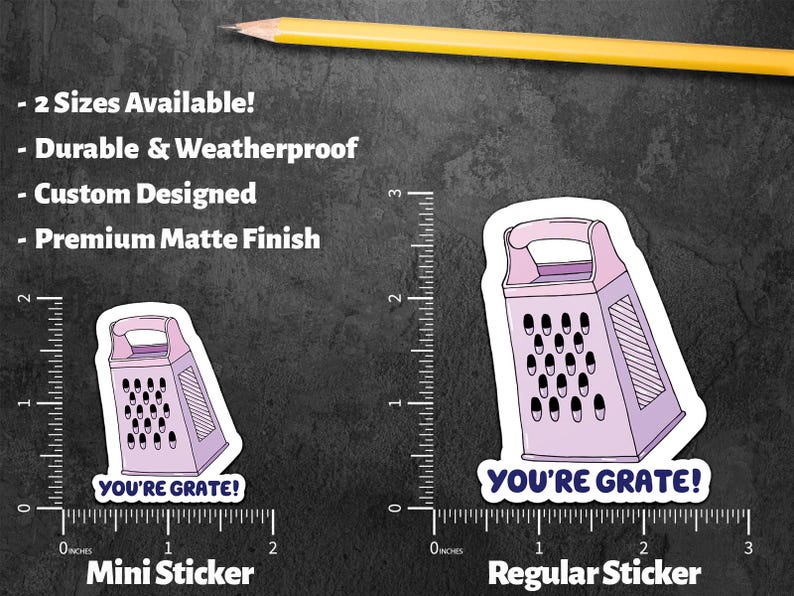 You're Grate! Sticker, Cute Cheese Grater Pun, Funny Food Sticker ...