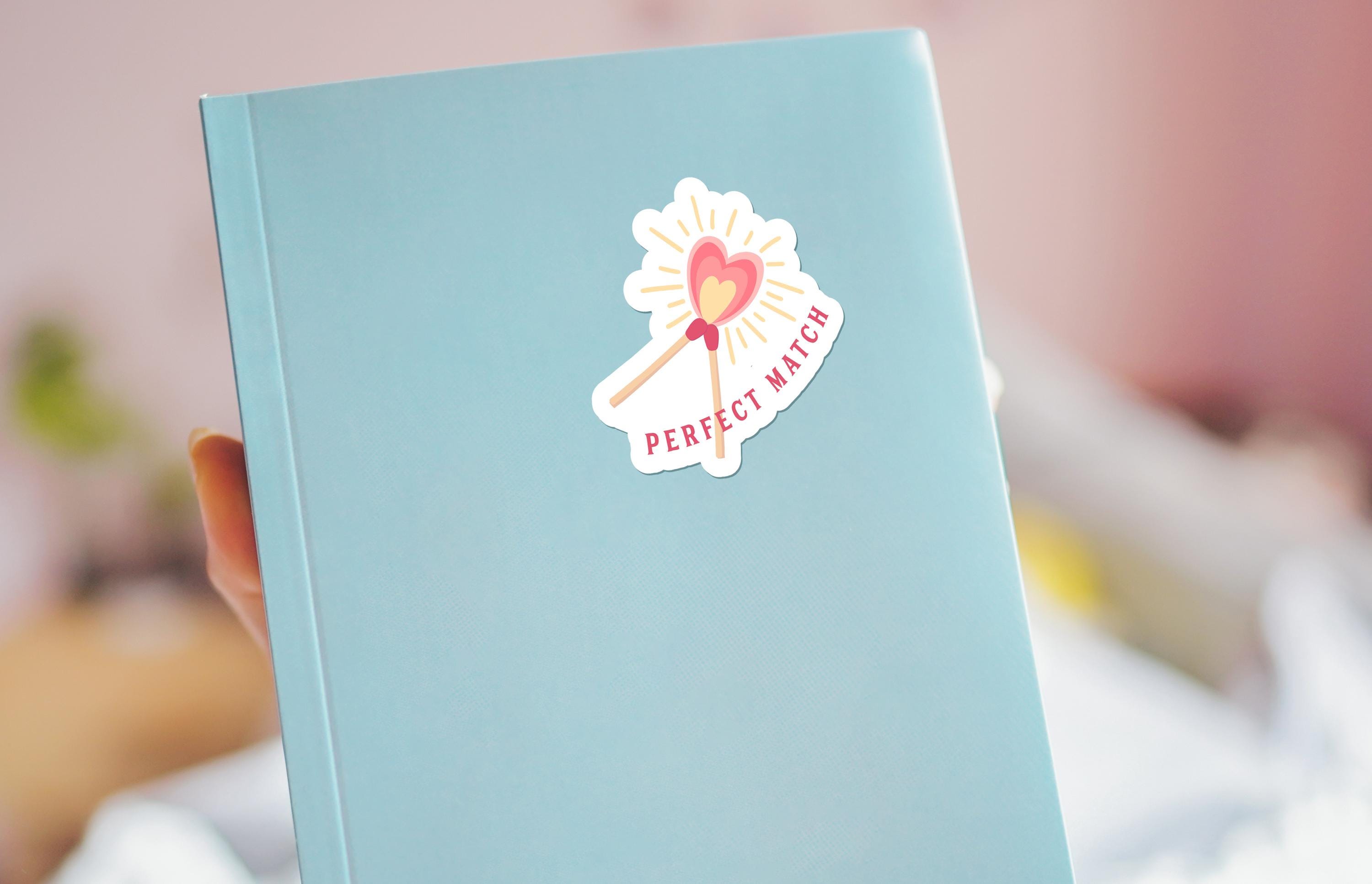 Perfect Match Sticker, Two Matches Forming Heart Flame, Cute Love Pun ...