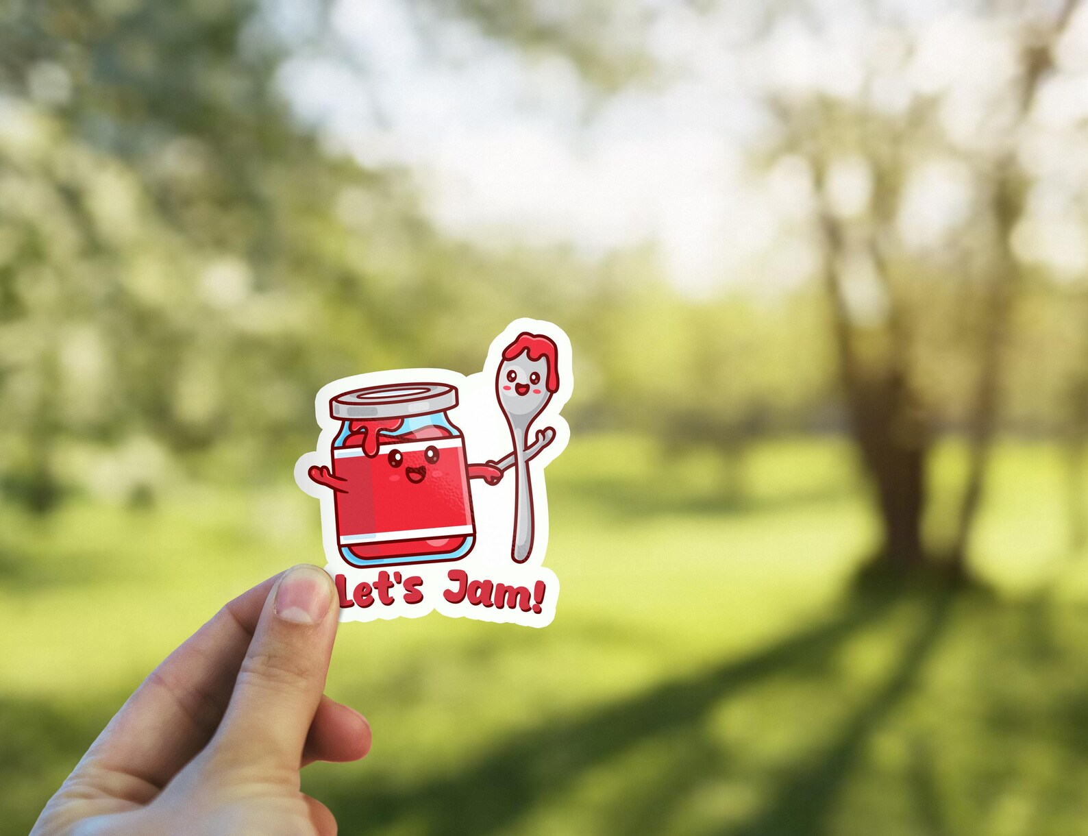 Let's Jam Sticker - Dancing Jam and Spoon Vinyl Sticker, Fun Foodie Pun ...