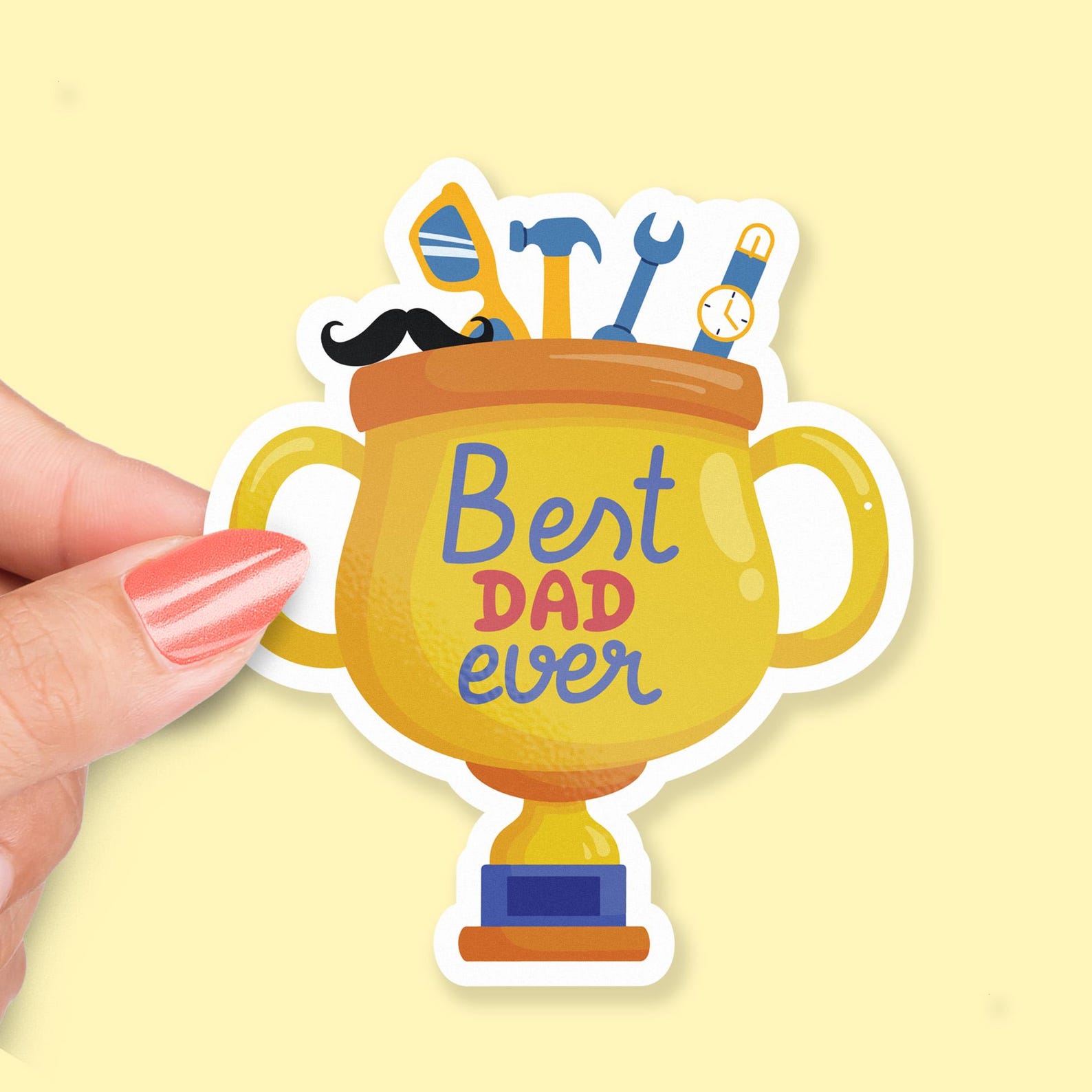 Best Dad Ever Sticker, Trophy With Tools, Father’s Day Gift, Funny Dad ...
