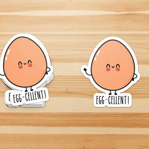 Egg-celent! - Excellent Cute Egg Sticker, Fun Pun Design, Adorable ...