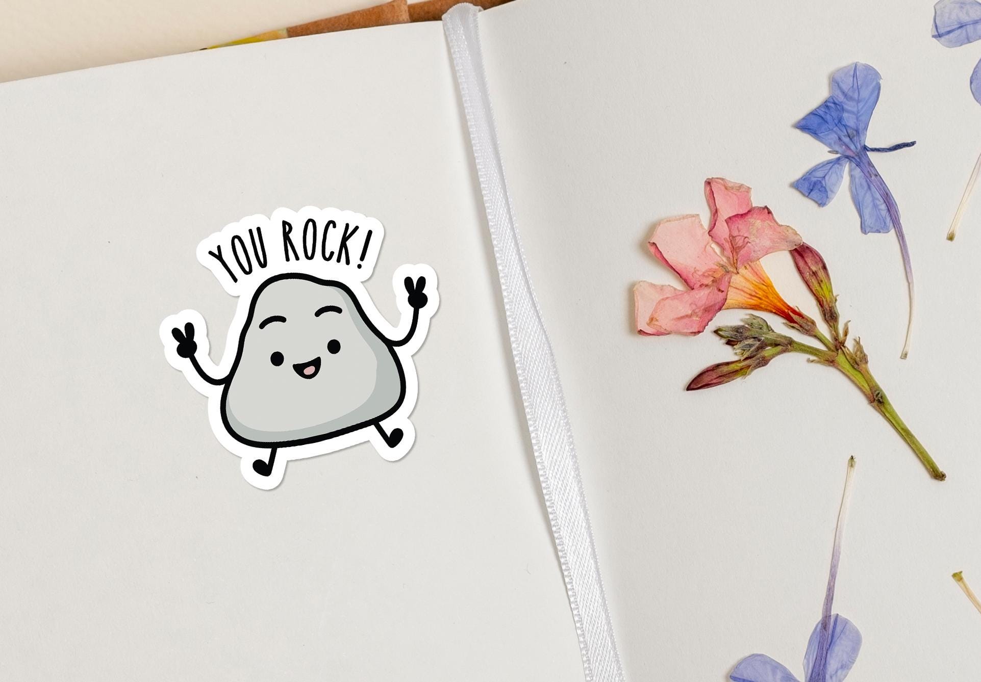 You Rock Sticker, Cute Pebble Design, Positive Vibes, Minimalist Rock ...