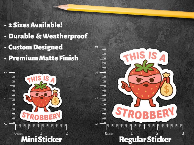 This is a Strobbery Sticker – Cute Strawberry Robber With Money Bag ...