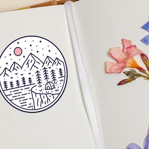 Camping Circle Outline Sticker, Outdoor Adventure Sticker, Camping ...