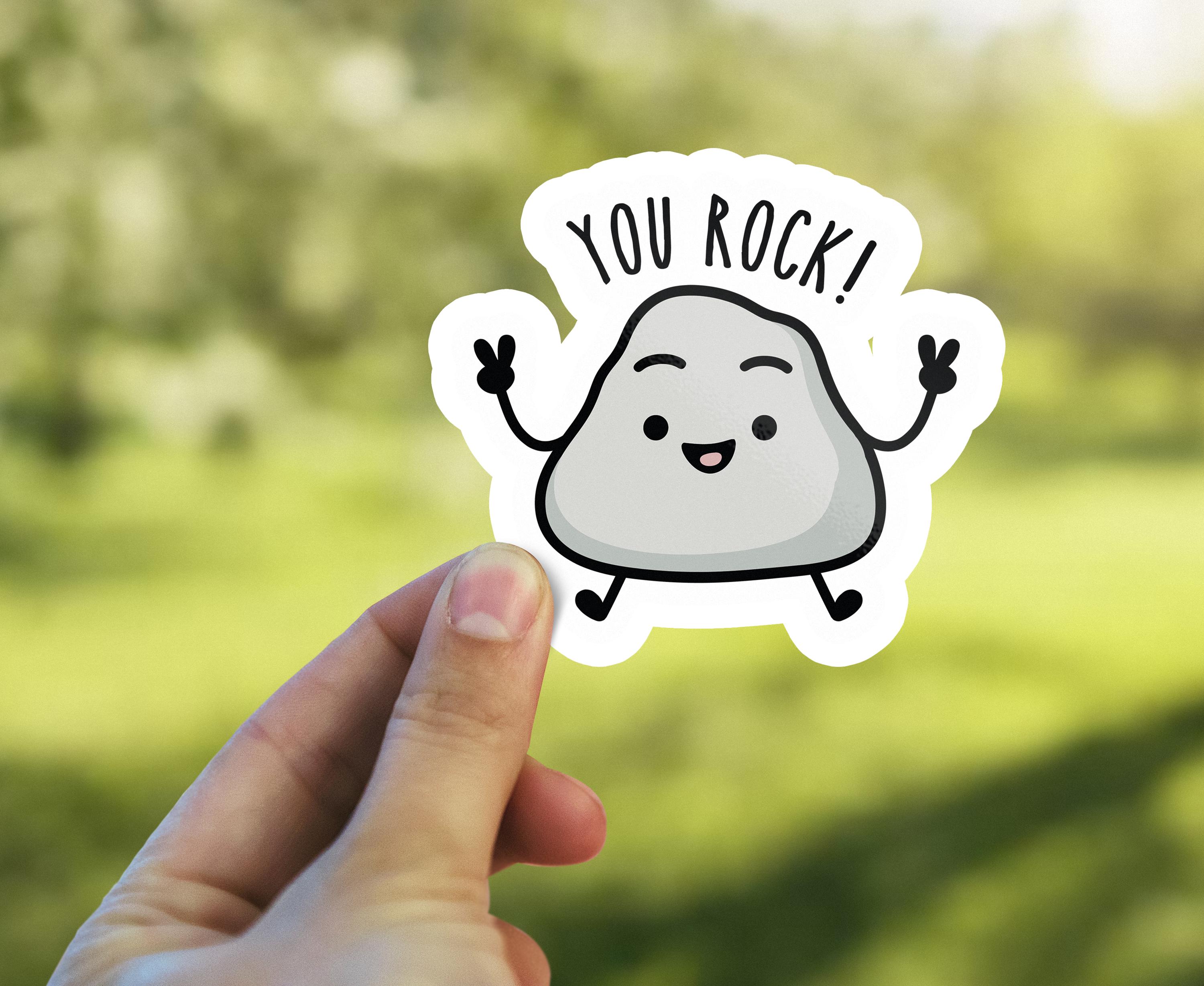 You Rock Sticker, Cute Pebble Design, Positive Vibes, Minimalist Rock ...