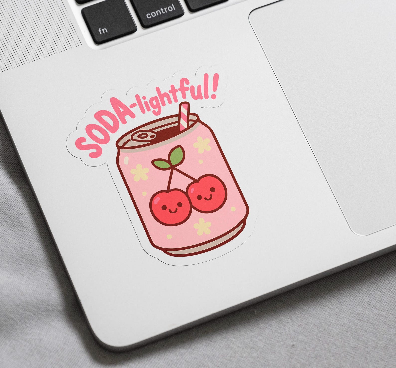 Soda-lightful Sticker, so Delightful Soda Can With Cherries, Cute Pink ...