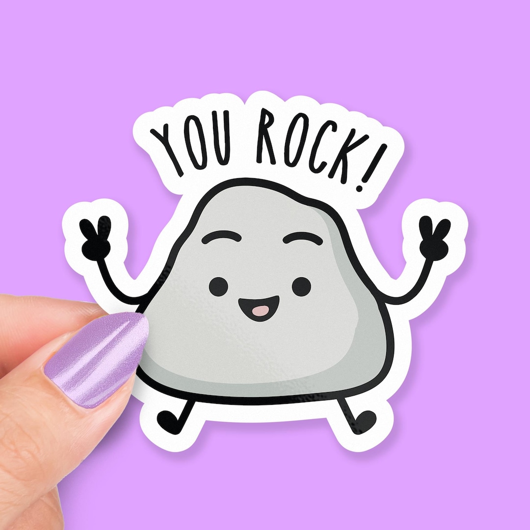 You Rock Sticker, Cute Pebble Design, Positive Vibes, Minimalist Rock ...