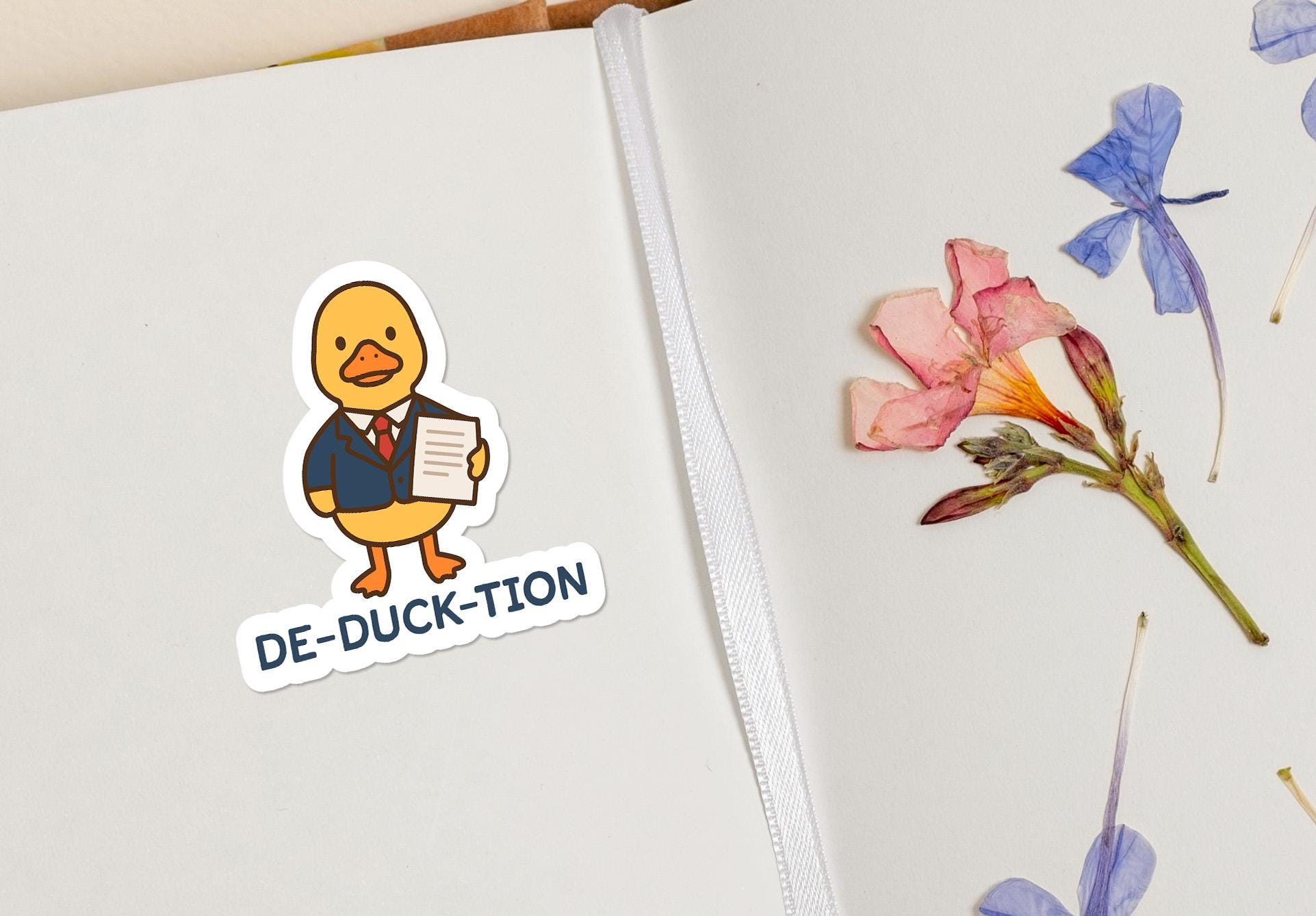 De-duck-tion Deduction Duck Sticker, Cute Duck Accountant Pun, Funny ...