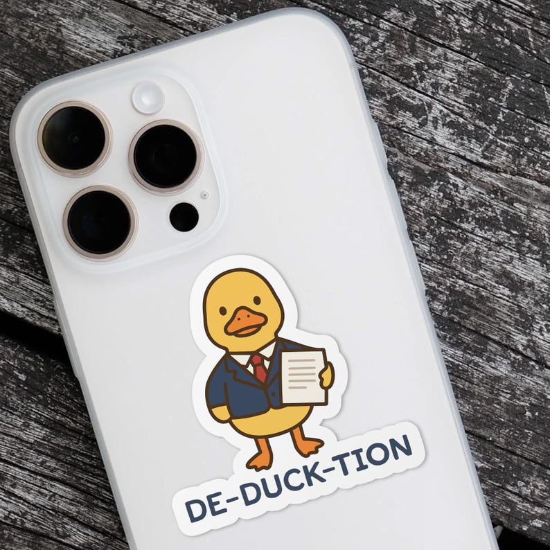 De-duck-tion Deduction Duck Sticker, Cute Duck Accountant Pun, Funny ...