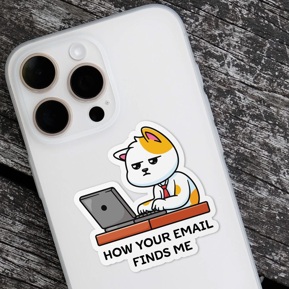 How Your Email Finds Me Sticker, Unamused Cat Laptop Sticker, Funny ...