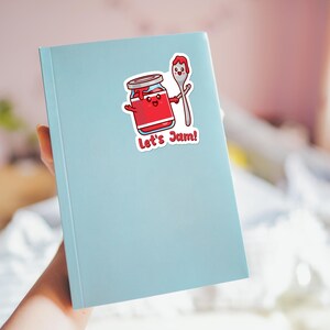 Let's Jam Sticker - Dancing Jam and Spoon Vinyl Sticker, Fun Foodie Pun ...