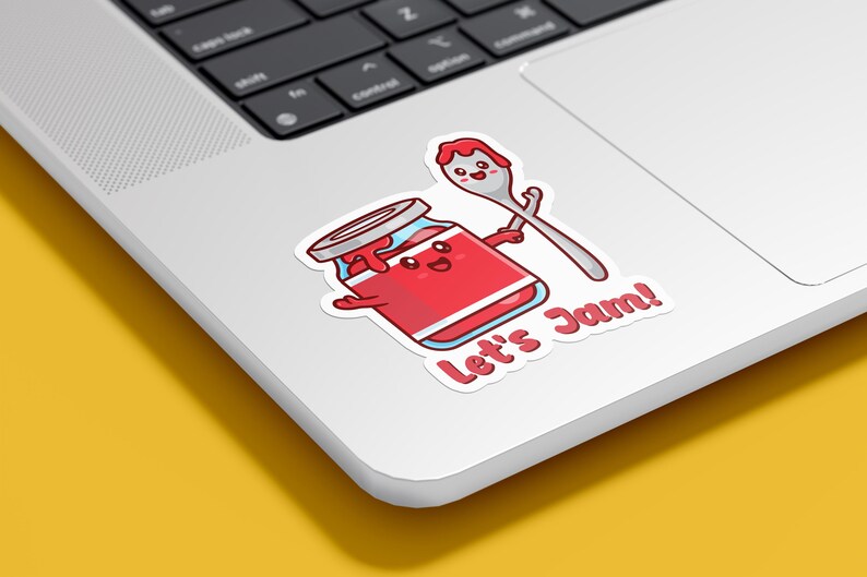 Let's Jam Sticker - Dancing Jam and Spoon Vinyl Sticker, Fun Foodie Pun ...