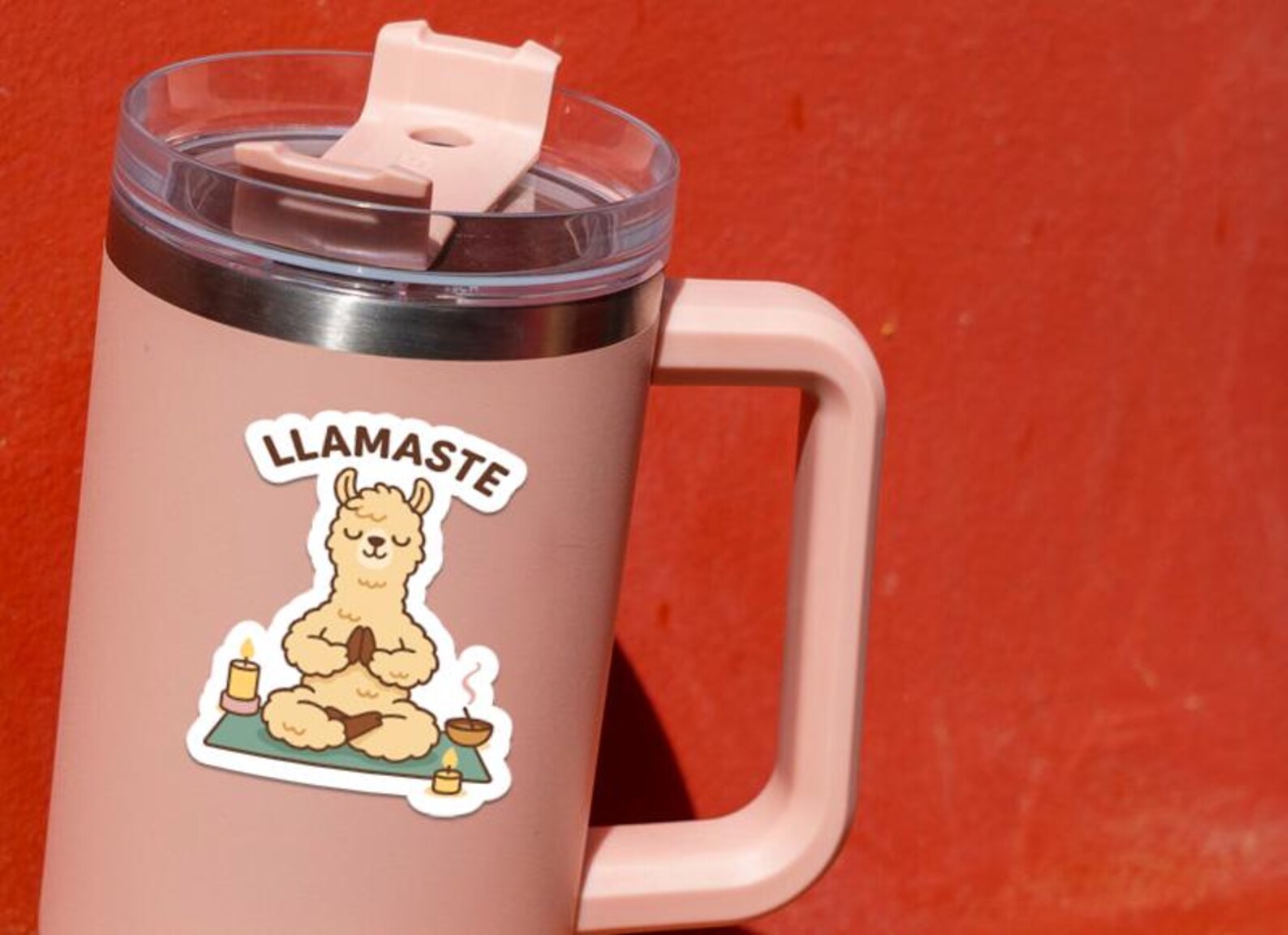 Llamaste Sticker, Namaste Cute Meditating Llama Pun, Funny Yoga or Zen ...