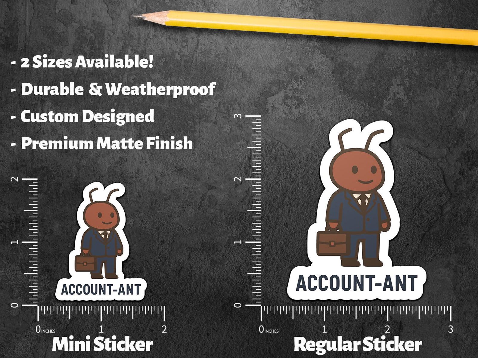 Account-ant Accountant Sticker, Cute Ant in Suit With Briefcase, Funny ...