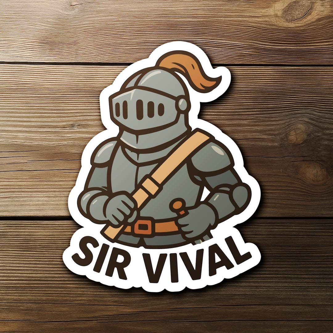 Sir Vival Sticker, Funny Knight Pun With Seatbelt, Medieval Survival ...