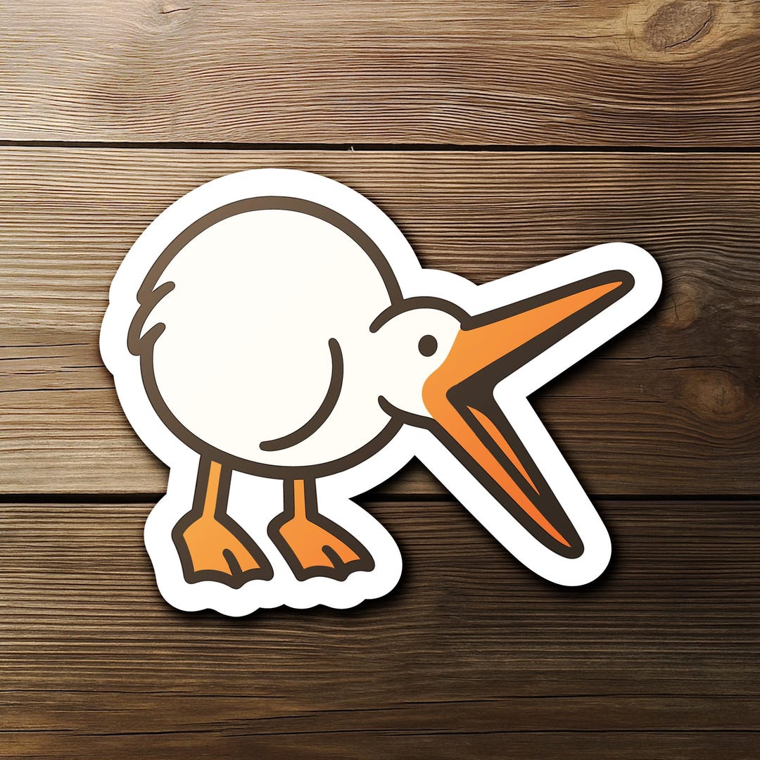 Crane Sticker With Open Beak: Cute Kawaii Vinyl Bird Decal for Laptops ...