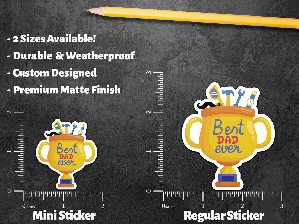 Best Dad Ever Sticker, Trophy With Tools, Father’s Day Gift, Funny Dad ...