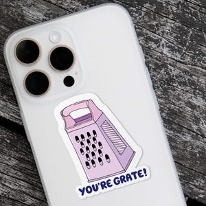 You're Grate! Sticker, Cute Cheese Grater Pun, Funny Food Sticker ...