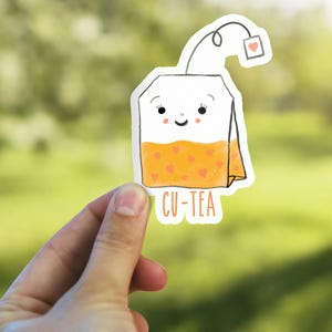 Cu-tea - Cute Tea Bag Sticker, Adorable Pun Design, Tea Lover Gift ...