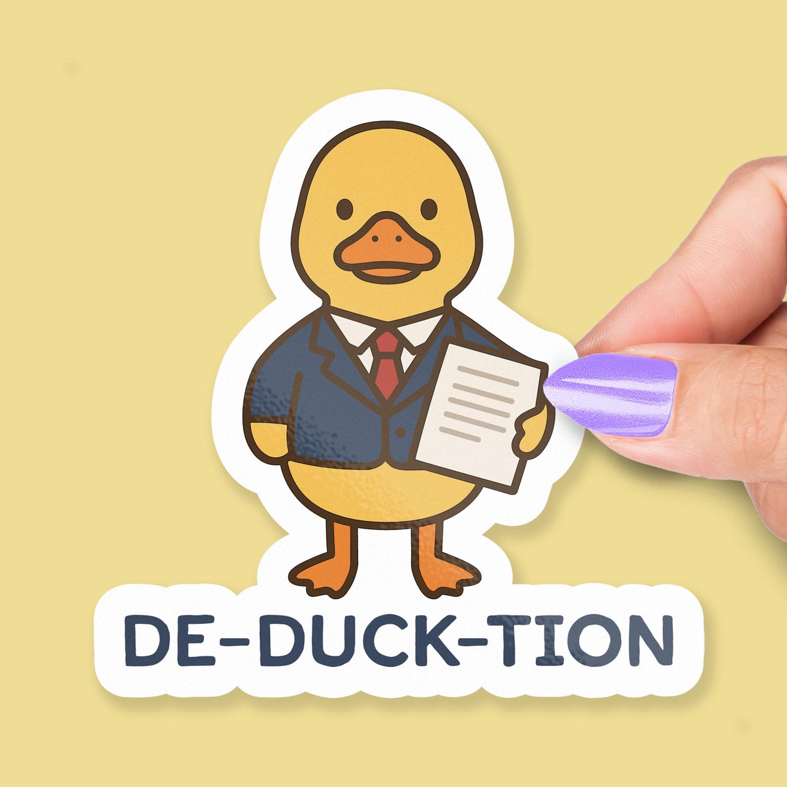 De-duck-tion Deduction Duck Sticker, Cute Duck Accountant Pun, Funny ...