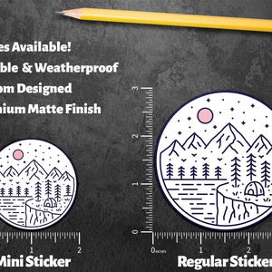 Camping Circle Outline Sticker, Outdoor Adventure Sticker, Camping ...