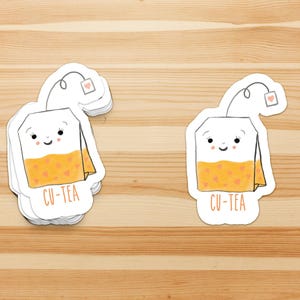 Cu-tea - Cute Tea Bag Sticker, Adorable Pun Design, Tea Lover Gift ...