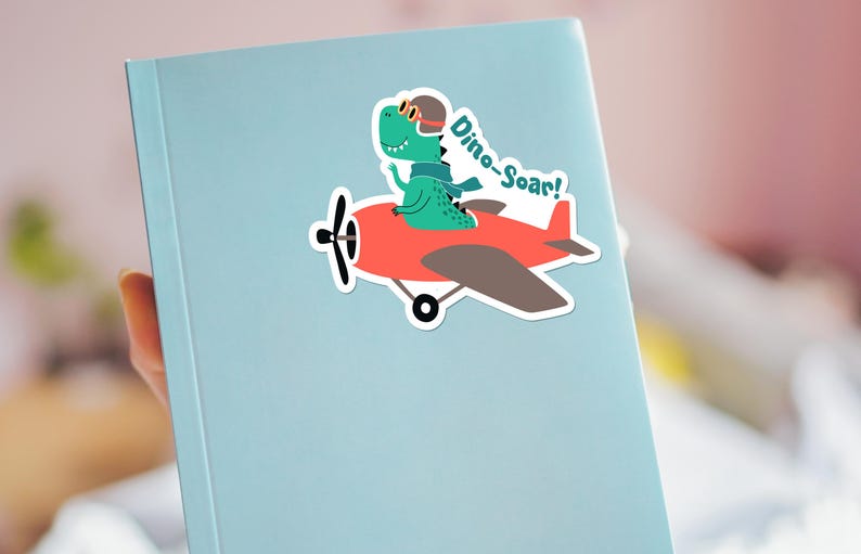 Dino-soar - Cute Dinosaur Sticker, Funny Pun Design, Adorable Vinyl ...