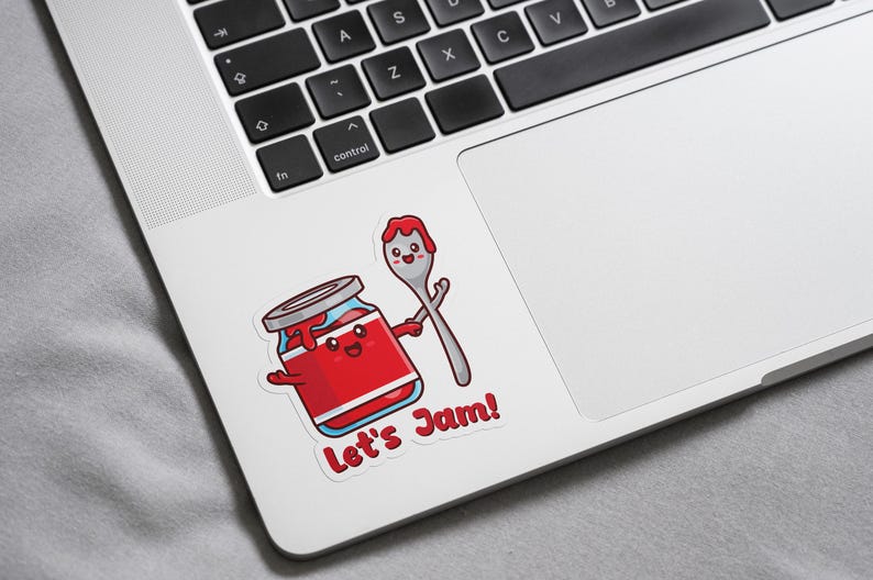 Let's Jam Sticker - Dancing Jam and Spoon Vinyl Sticker, Fun Foodie Pun ...