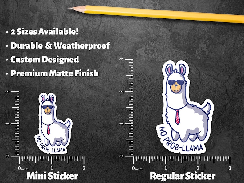 No Prob-llama Sticker - No Problem Cute Llama Sticker, Fun Llama Pun ...